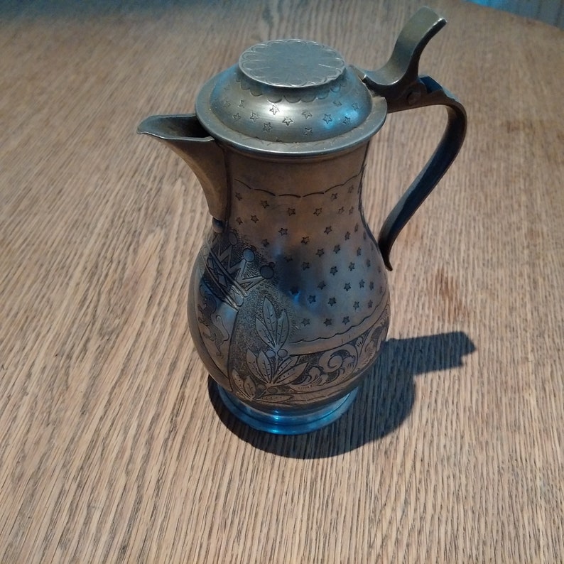 Antique Metal Pitcher With Lid - Etsy