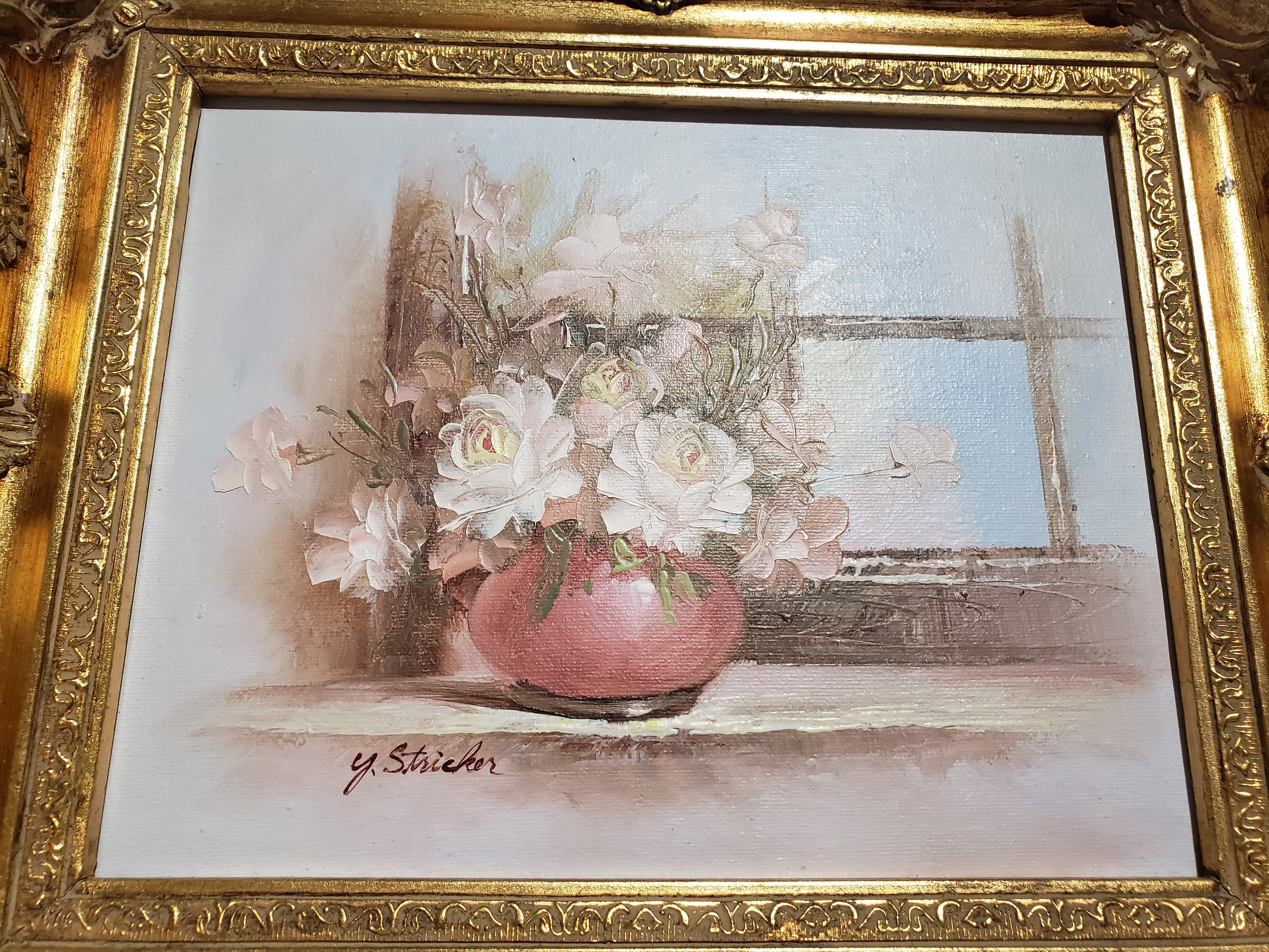 A Lovely Floral Oil Painting Signed by Y. Stricker - Etsy Canada