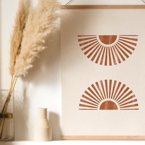 Abstract Sun Rays Art Print Minimalist Poster Mid Century - Etsy