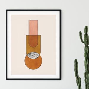 Interlocked Shapes Art Print Abstract Contemporary Art Mustard and Pink ...