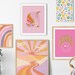 Retro Groovy Art Set of 5 Prints | Pastel 70s Gallery Wall | Colorful ...