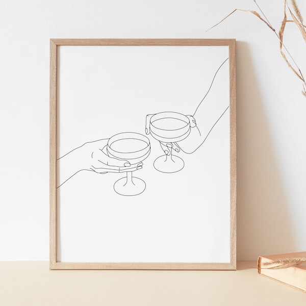 Cheers Line Drawing - Etsy
