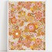 70s Floral Pattern Art Print Retro Daisy Flower Wall Art Pink and Burnt ...