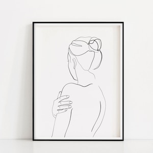 Black Line Woman Art Print Female Figure Wall Art Woman Line ...