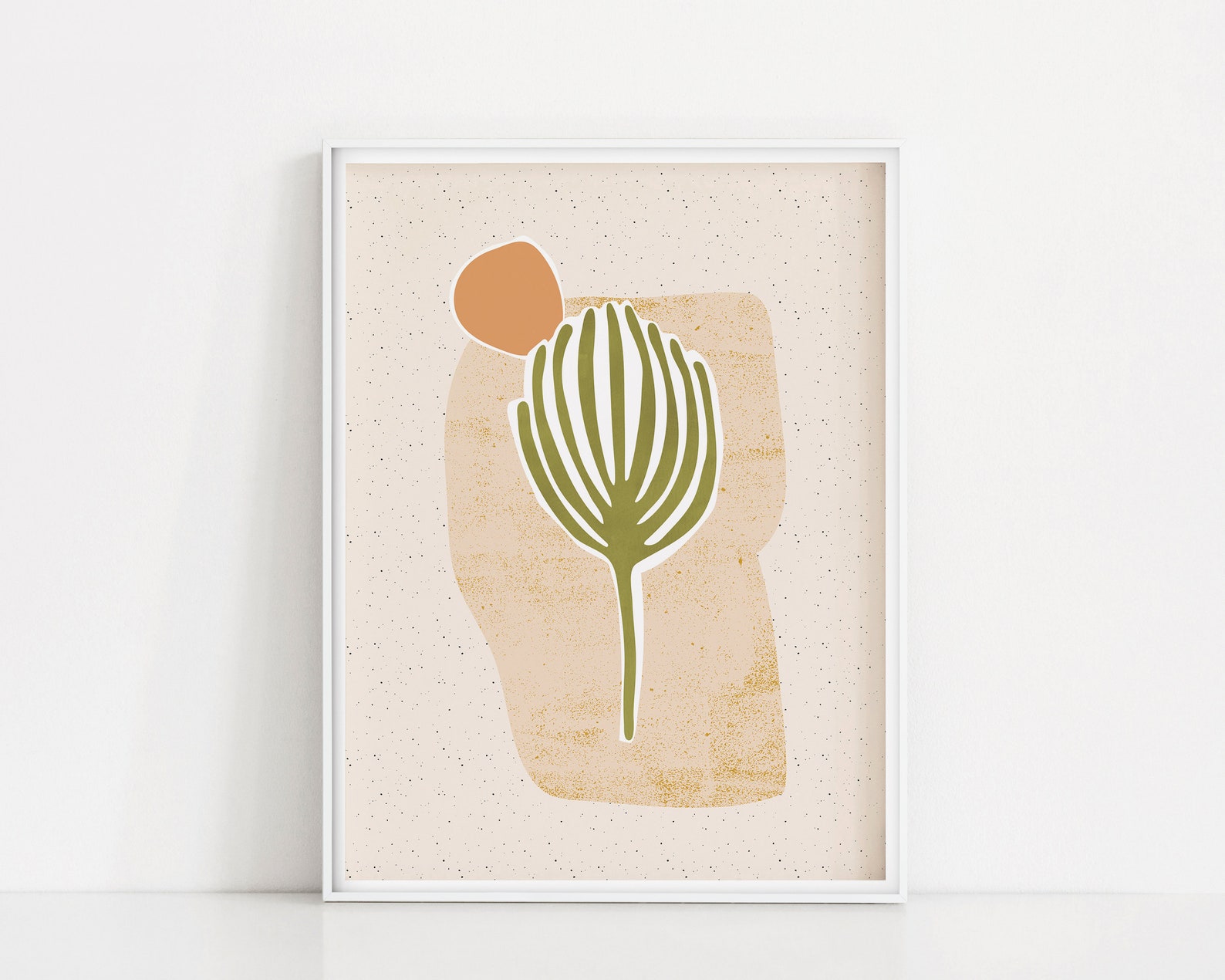 Abstract Desert Plant Art Print | Contemporary Cactus and Sun Wall Art ...