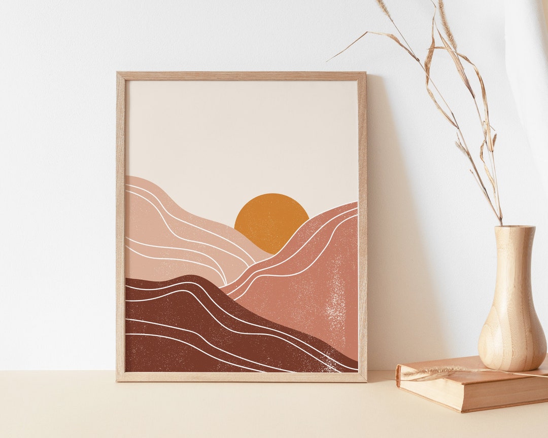 Abstract Sun Art Print | Neutral Wall Art | Warm Color Palette ...