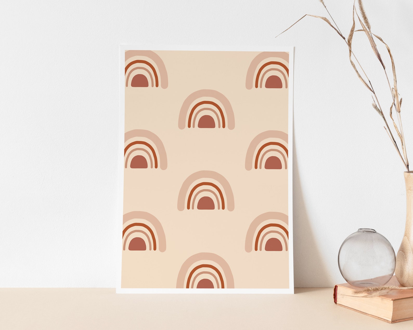 Repeating Rainbow Art Print | Rainbow Pattern Printable | Blush Color ...