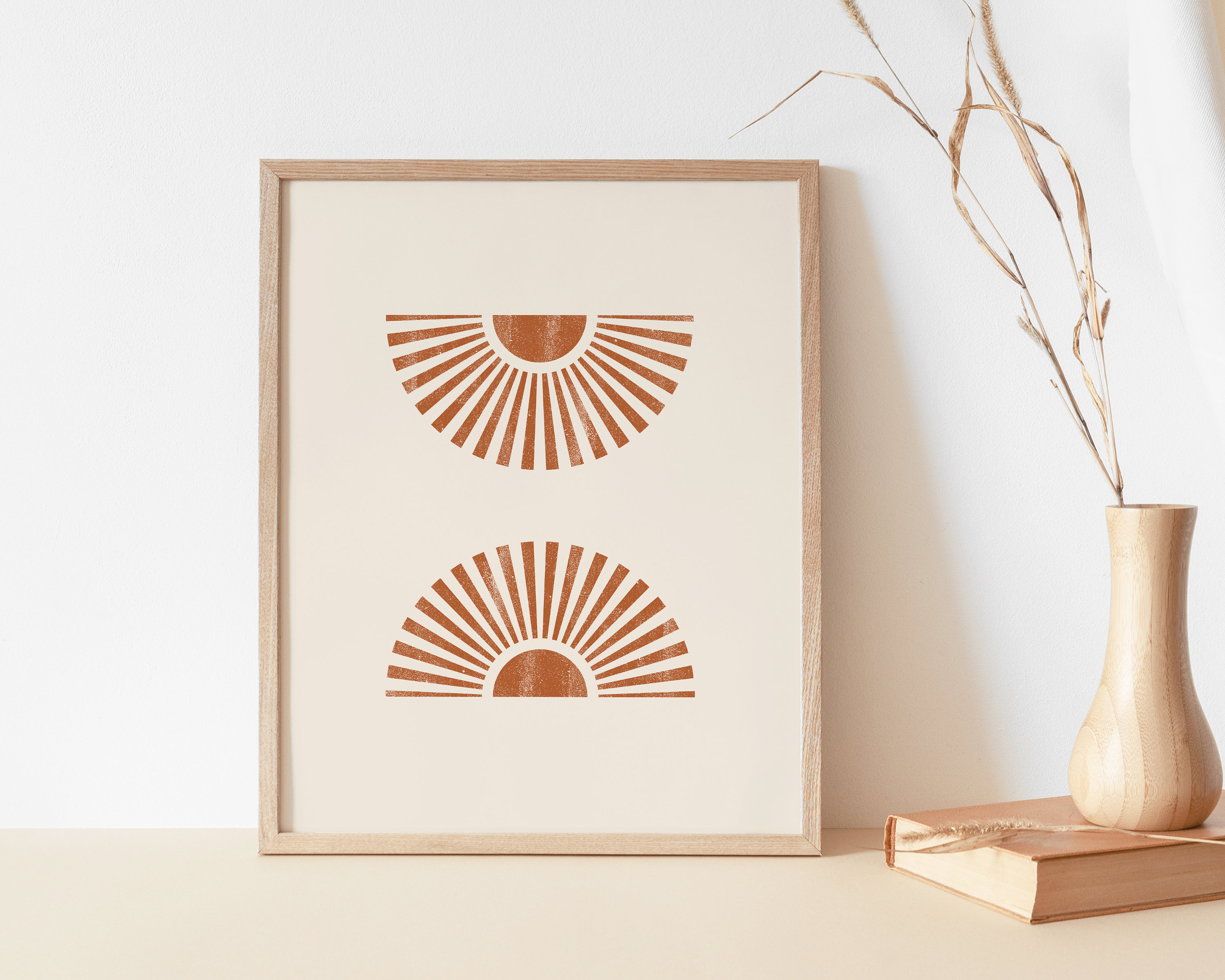 Abstract Sun Rays Art Print Minimalist Poster Mid Century - Etsy