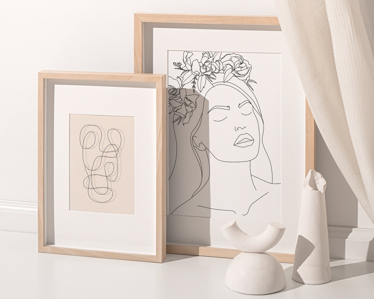 Flower Crown Art Print Head of Flowers Poster Woman With | Etsy