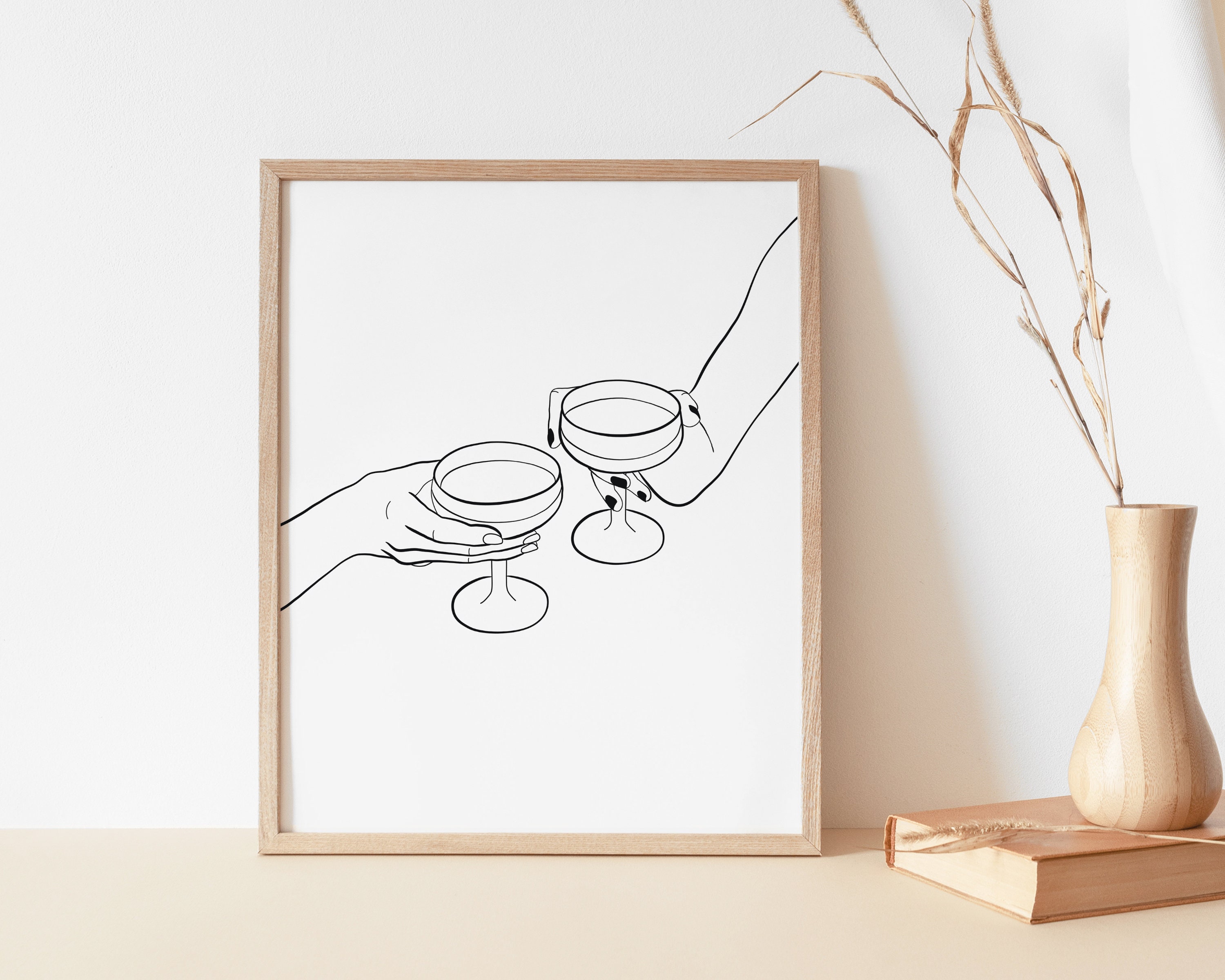 Bar Cart Art Set of 5 Prints | Line Art Cocktail Poster Bundle ...