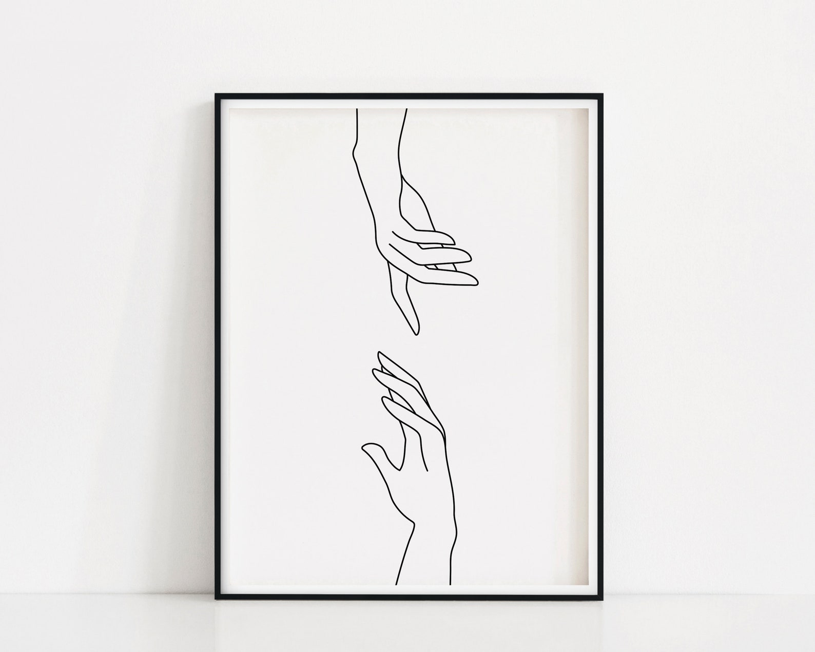 Black Line Hands Art Print Hands Line Art Feminine Hands | Etsy
