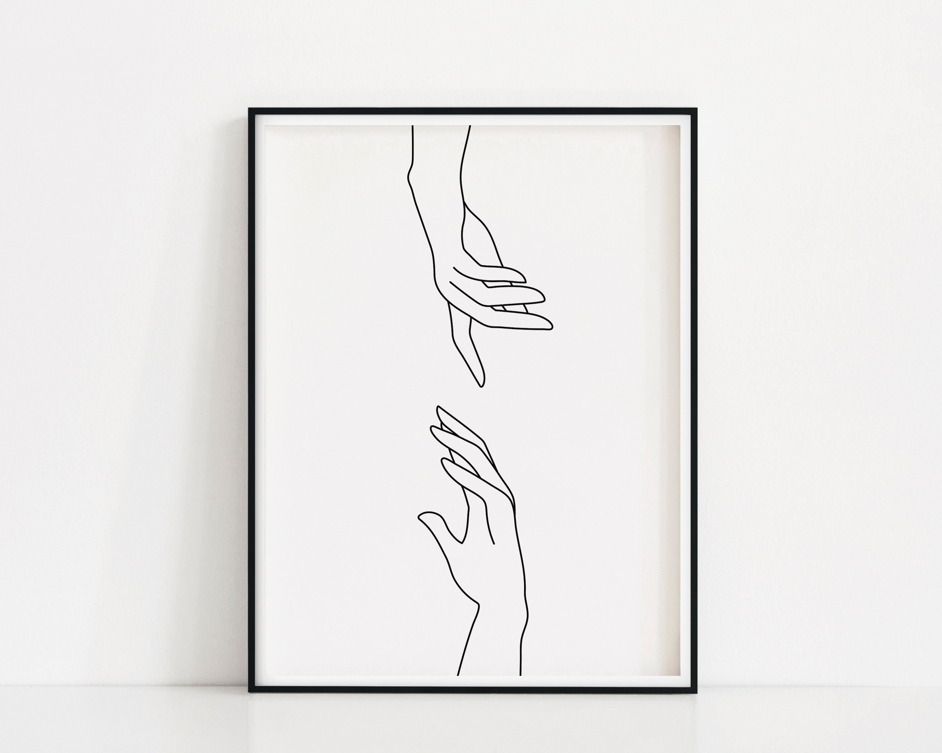 Black Line Hands Art Print Hands Line Art Feminine Hands - Etsy