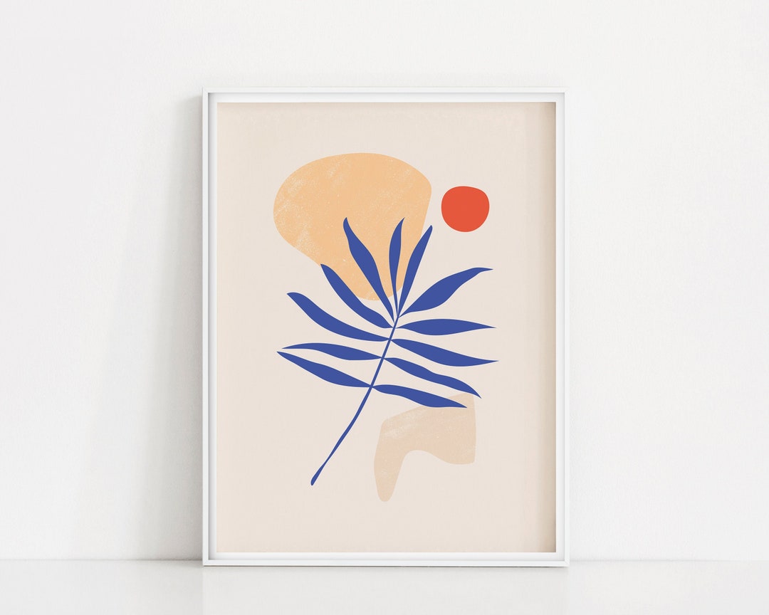 Willow Eucalyptus Art Print | Abstract Red Sun Poster | Simplistic Leaf ...