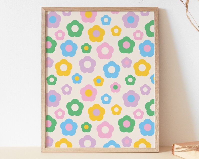 Retro Groovy Art Set of 5 Prints | Pastel 70s Gallery Wall | Colorful ...