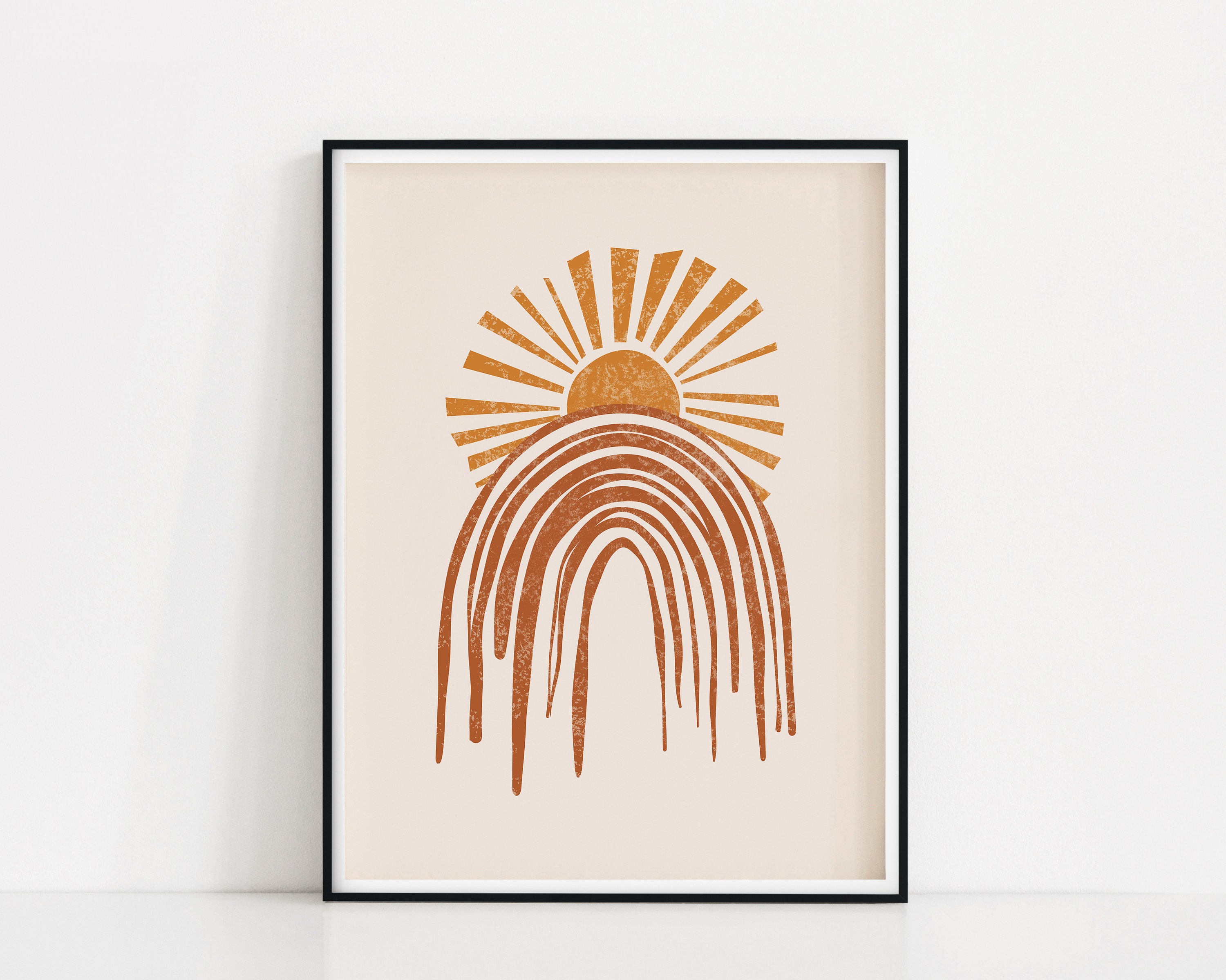 Rustic Sun Art Print Textured Boho Wall Art Retro Texture | Etsy