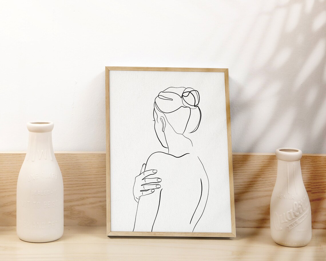 Black Line Woman Art Print Female Figure Wall Art Woman | Etsy