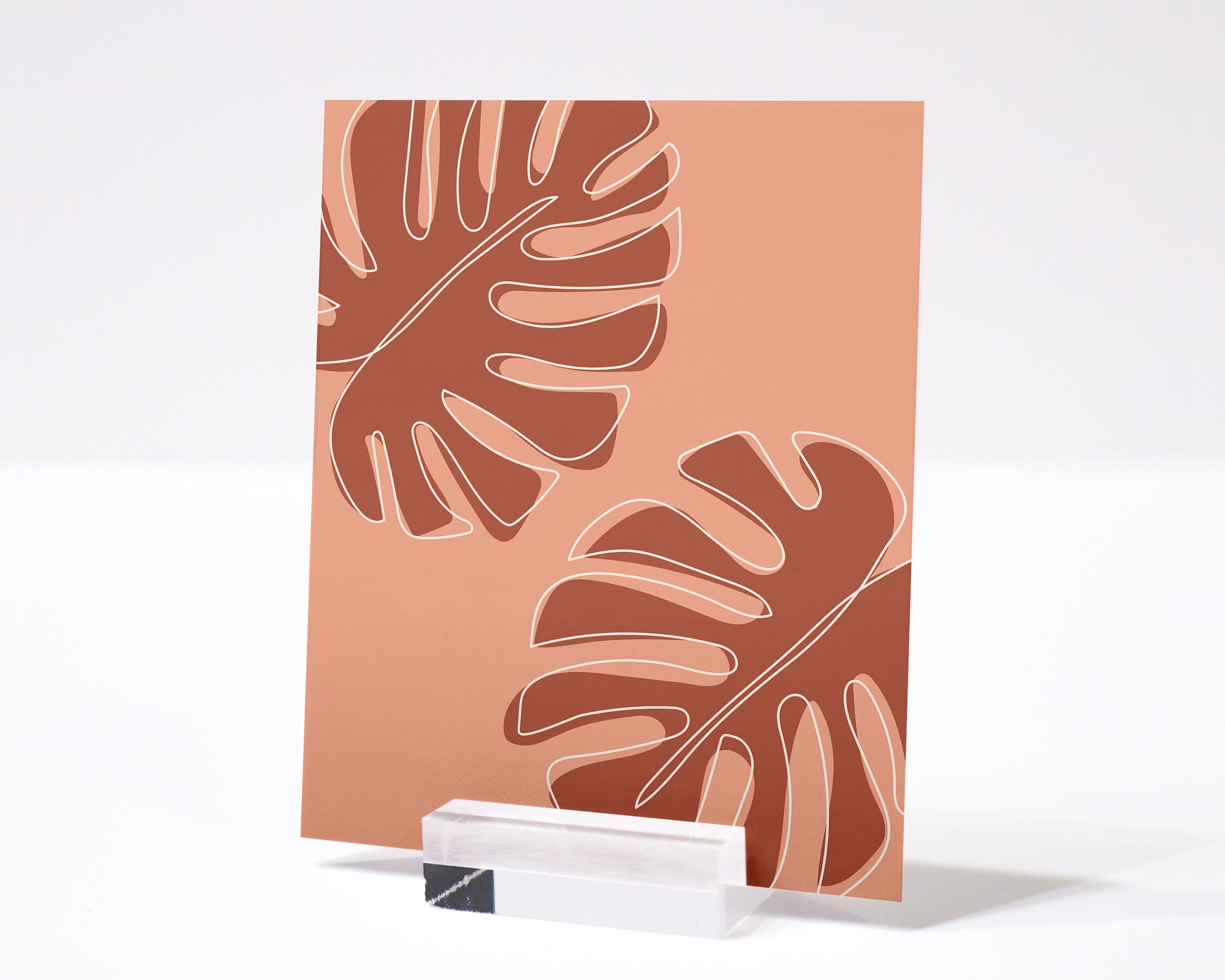 Monstera Art Print Tropical Leaves Poster Pink Botanical | Etsy