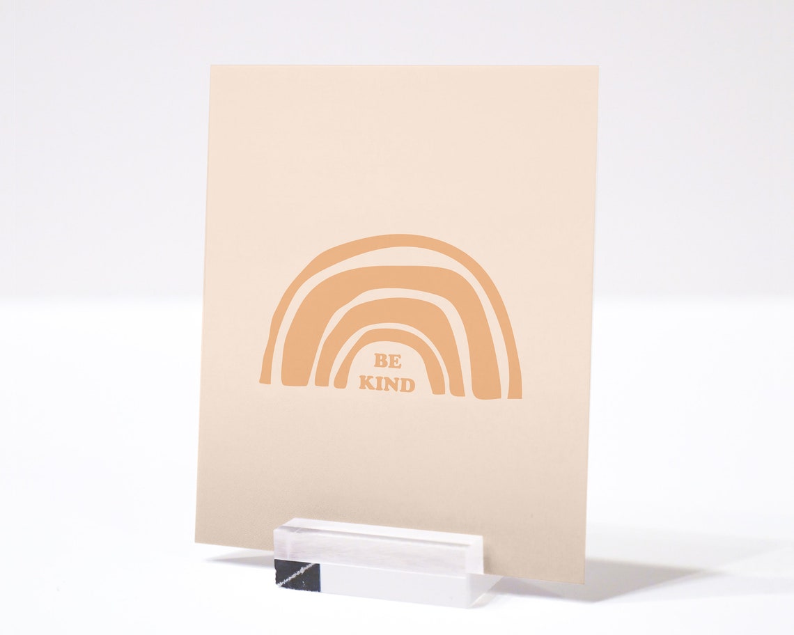Be Kind Quote Art Print Abstract Rainbow Wall Art Boho | Etsy