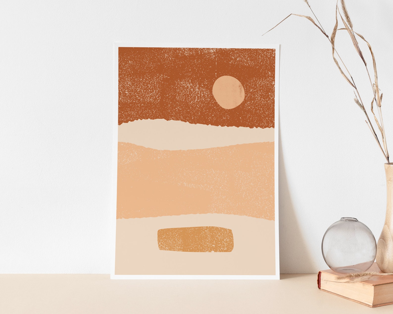 Abstract Desert Art Print | Desert Sun Wall Art | Modern Desert Poster ...