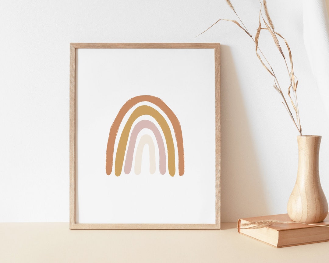Rust Rainbow Art Print | Earth Tone Poster | Minimal Wall Art | Brush ...