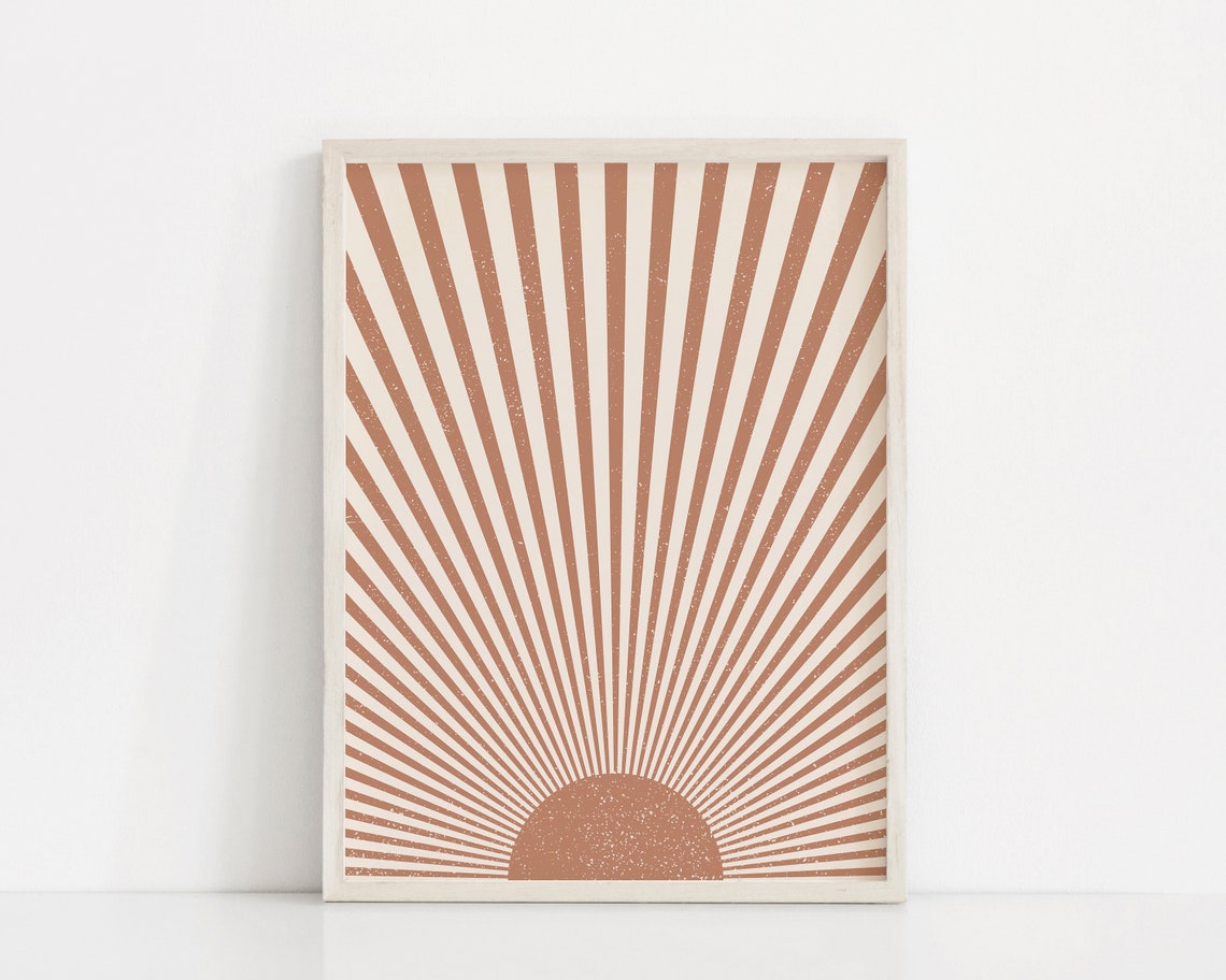 Sun Rays Art Print Abstract Sun Wall Art Neutral Boho - Etsy
