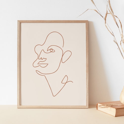 Single Line Face Art Print Simple Line Art Female Face - Etsy