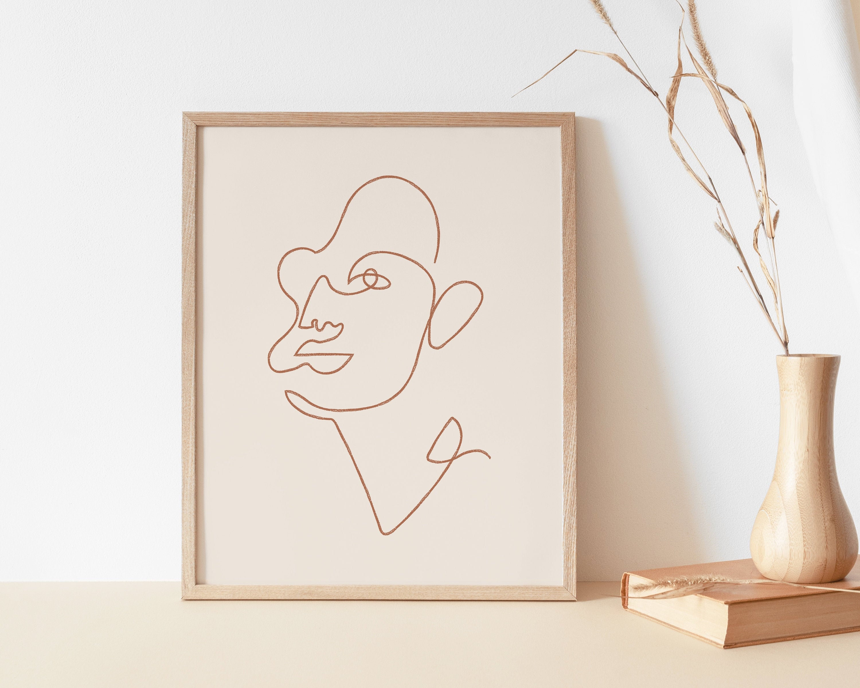 One Line Face Art Print | Single Line Abstract Woman Art | Continuous ...