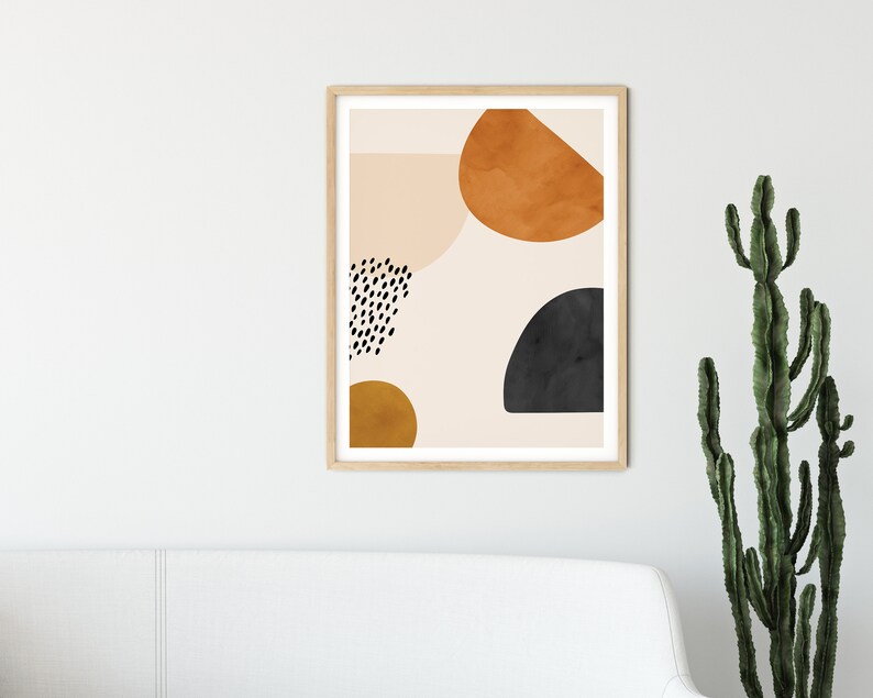 Dotted Abstract Art Print Digital Watercolor Shapes - Etsy