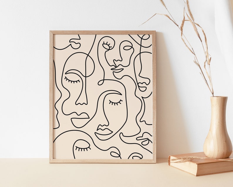 Abstract Boho Line Art Set of 5 Prints | Single Line Drawing Gallery ...