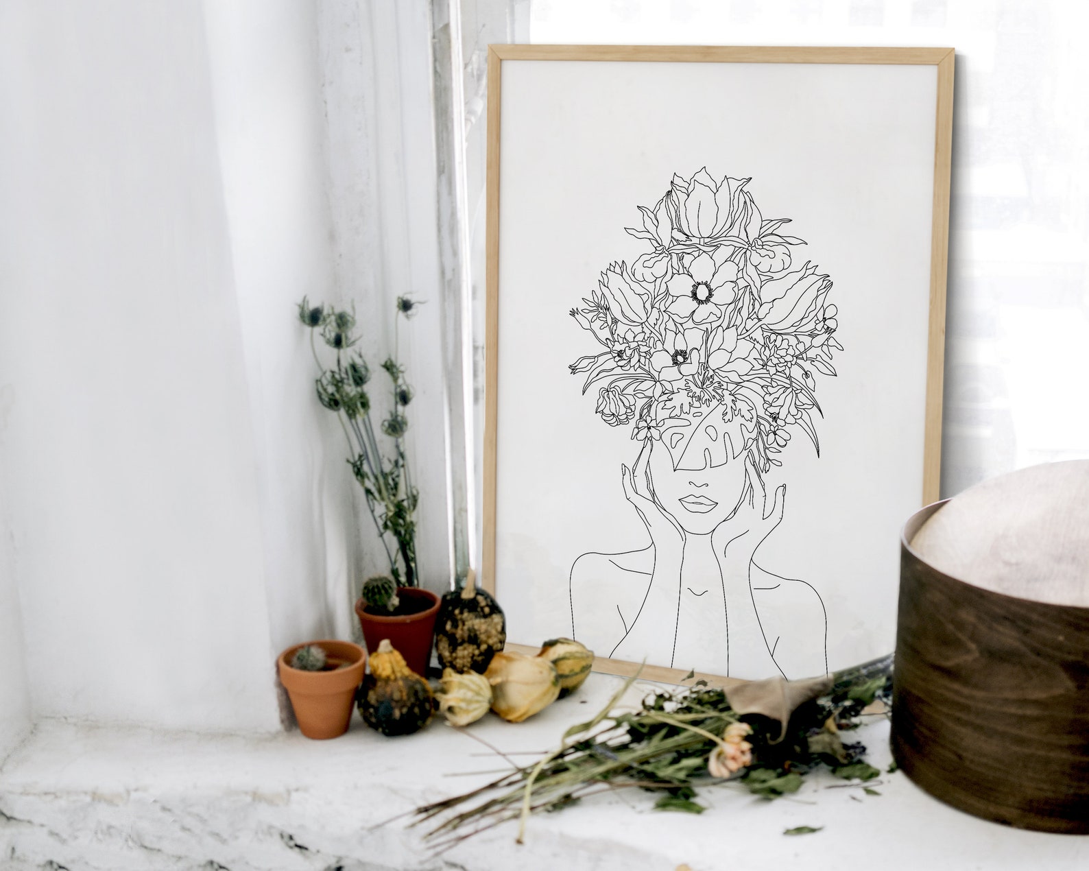Plant Head Woman Art Print Woman With Plants on Head Poster | Etsy