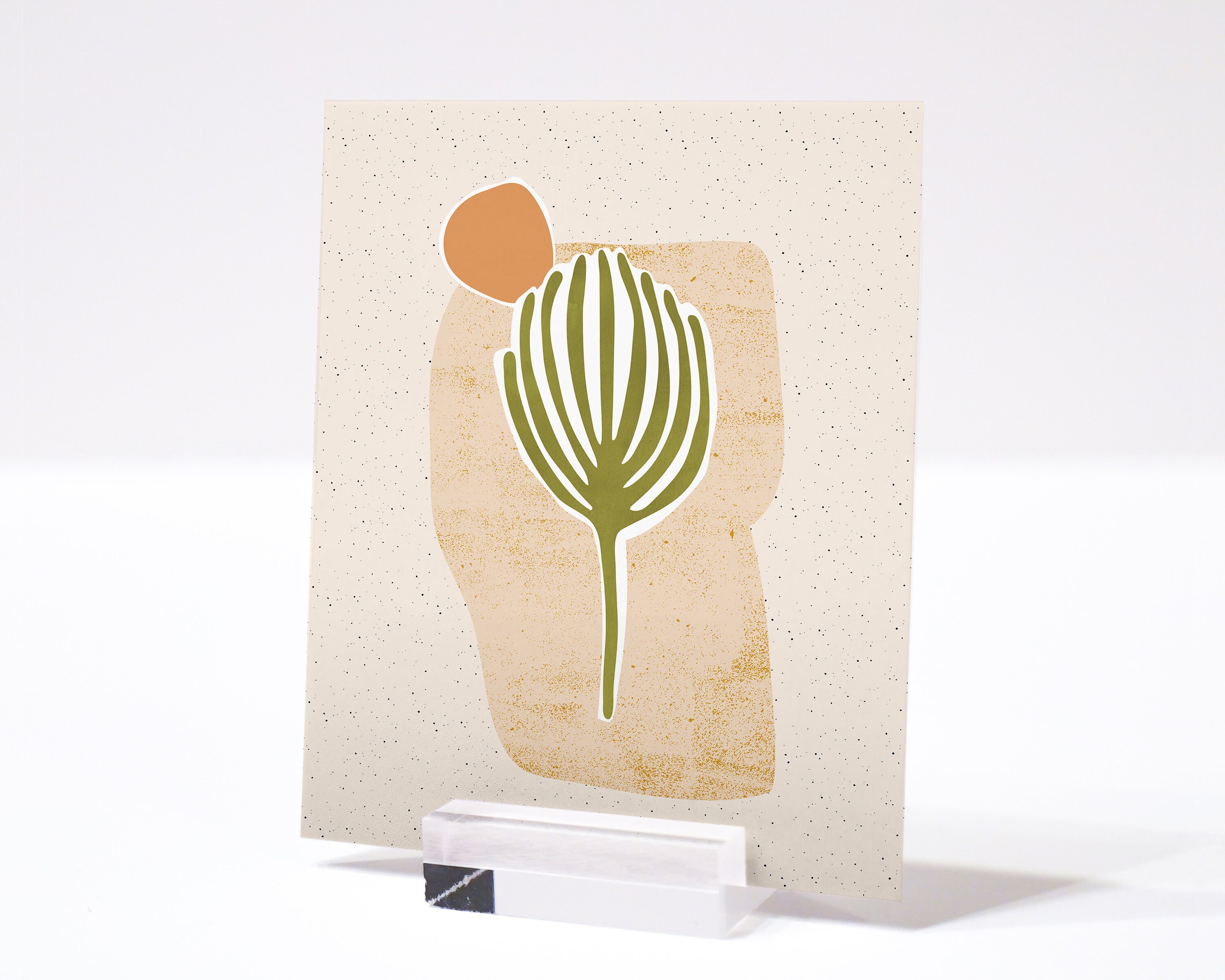 Abstract Desert Plant Art Print | Contemporary Cactus and Sun Wall Art ...