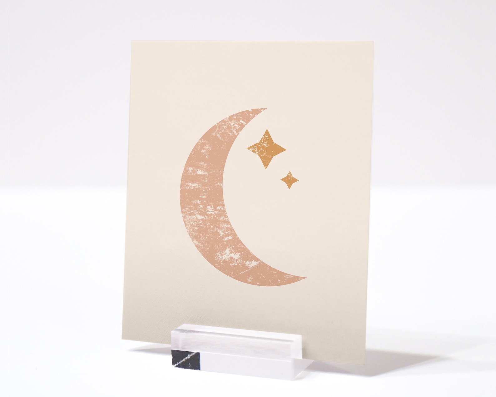 Night Sky Art Print Pink Moon Poster Printable Crescent - Etsy