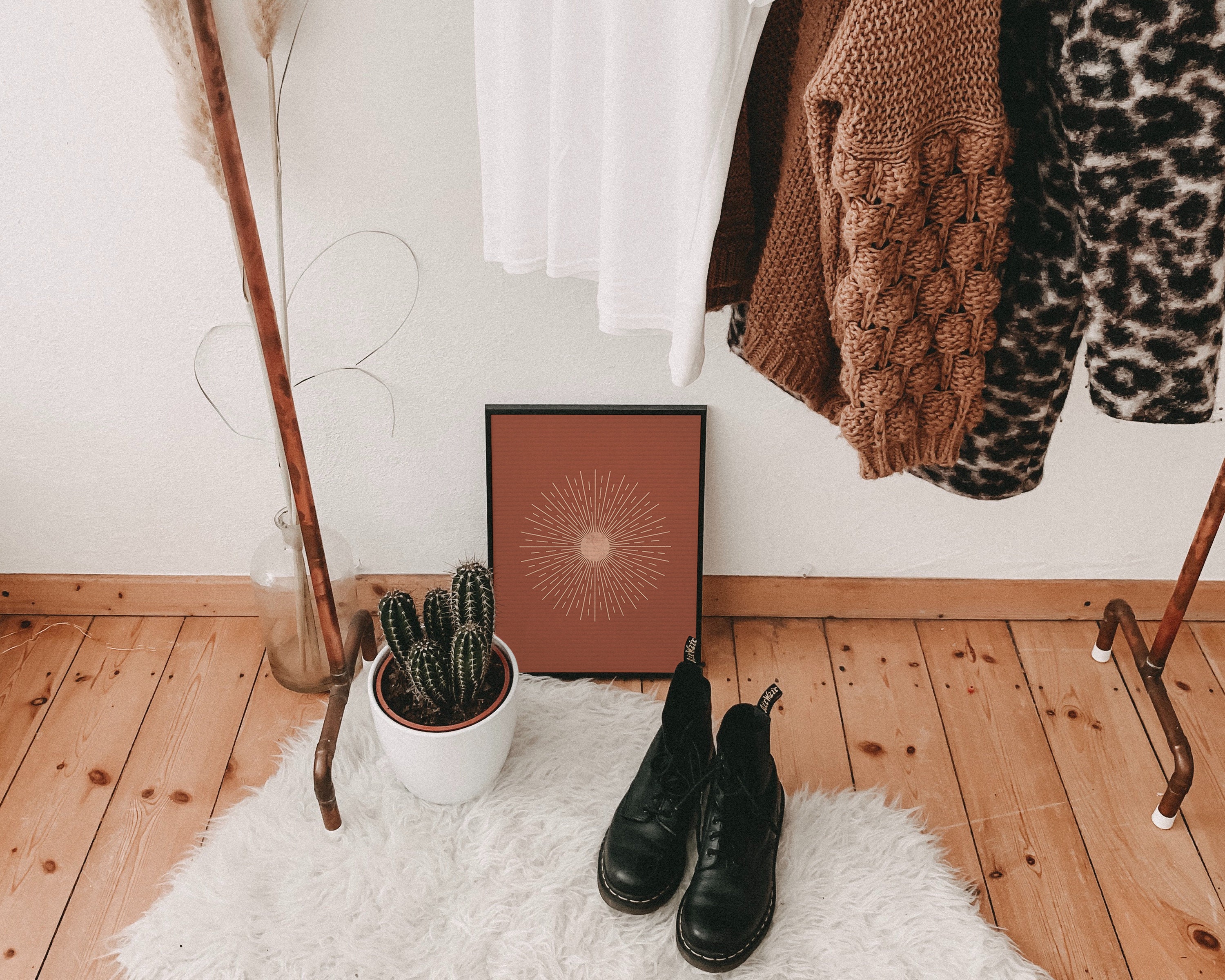 Pink Sunburst Art Print Rust Color Wall Art Minimalist - Etsy