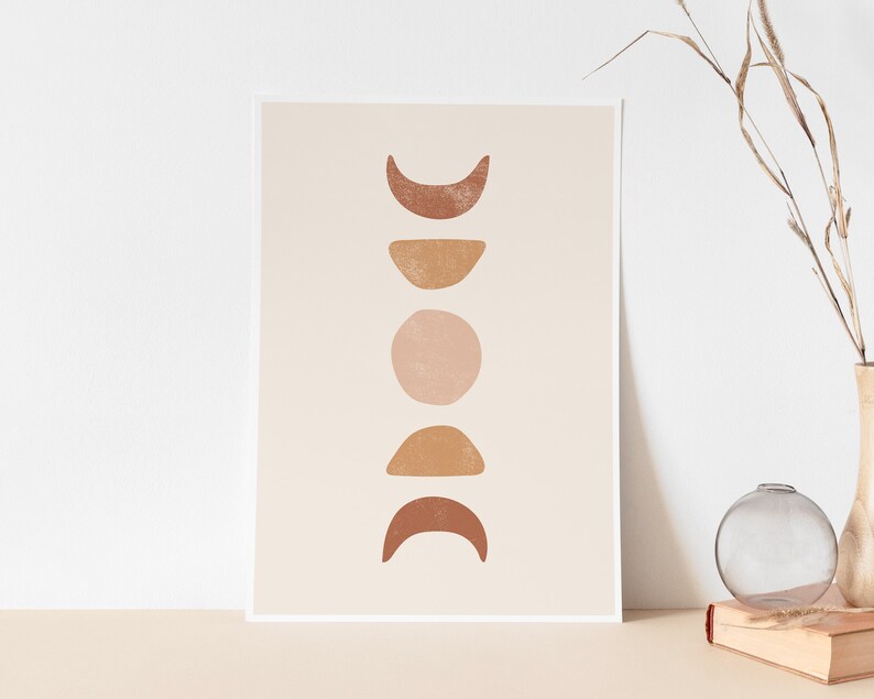 Abstract Moon Cycle Art Print Neutral Moon Phases Poster - Etsy