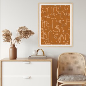 Connected Line Faces Art Print | Human Faces Line Art | Minimal ...