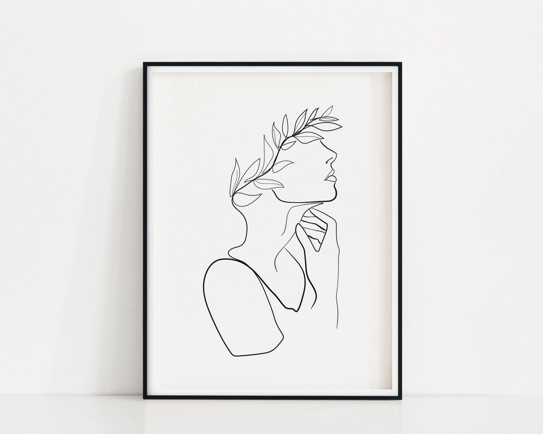Greek Goddess Art Print | Greek Woman Line Drawing | Hand Drawn Sketch ...