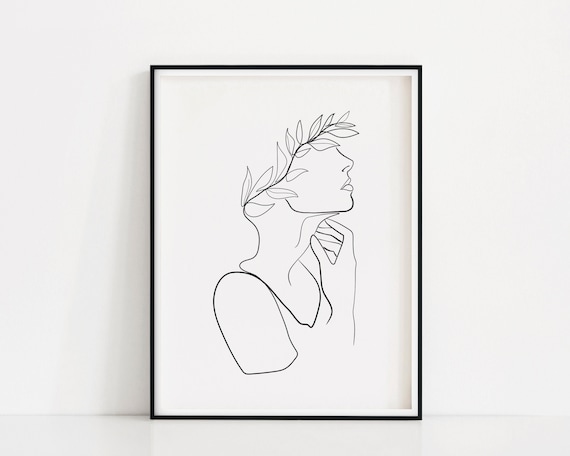 Greek Goddess Art Print Greek Woman Line Drawing Hand - Etsy