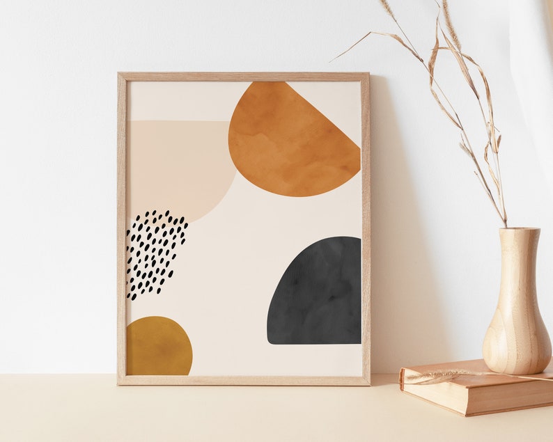 Dotted Abstract Art Print Digital Watercolor Shapes - Etsy