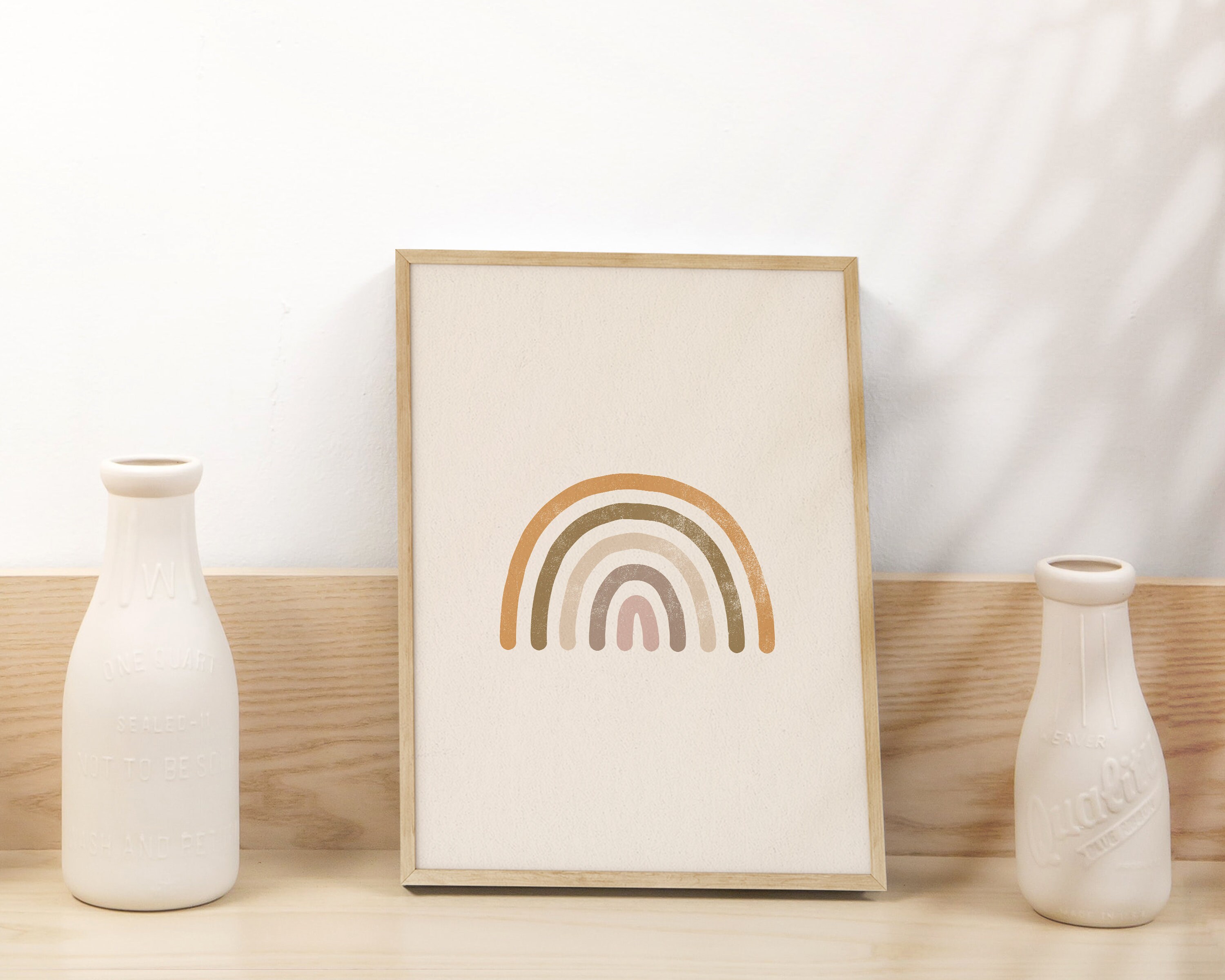 Boho Rainbow Art Print Minimalist Rainbow Poster Nursery | Etsy