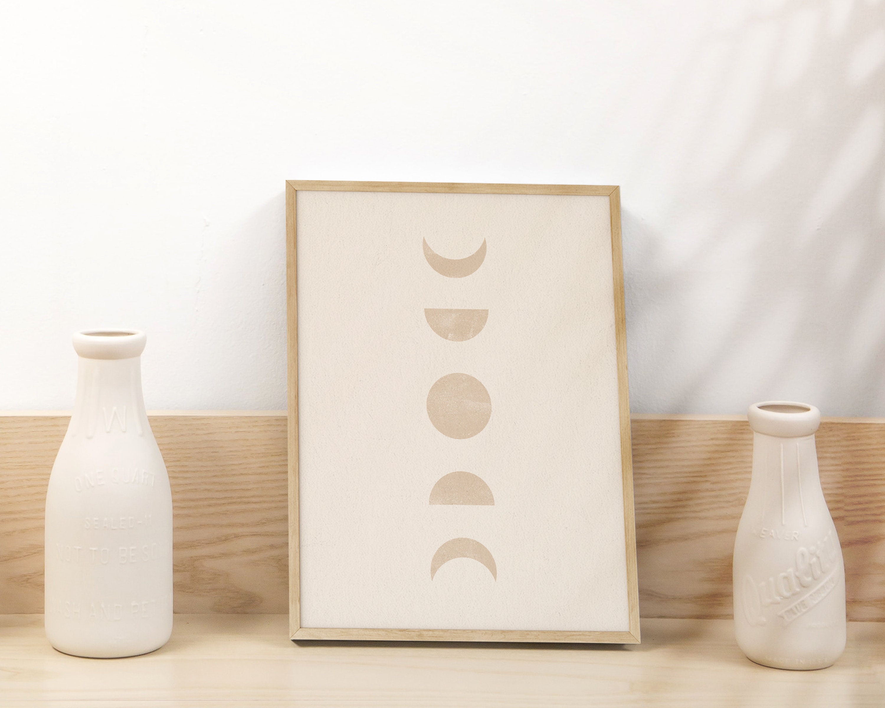 Moon Cycle Art Print Neutral Moon Phases Poster Minimalist - Etsy