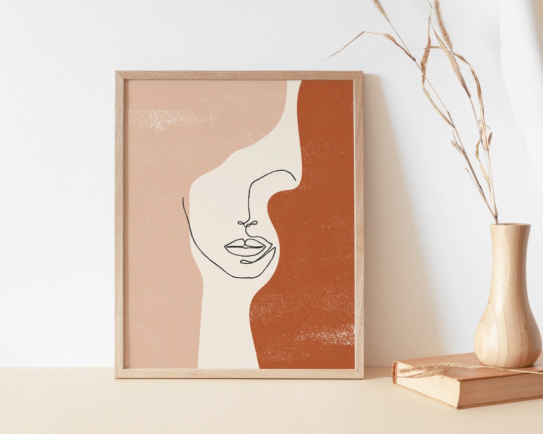 Abstract Face Line Art Print | Woman Face Line Drawing | Boho Wall ...