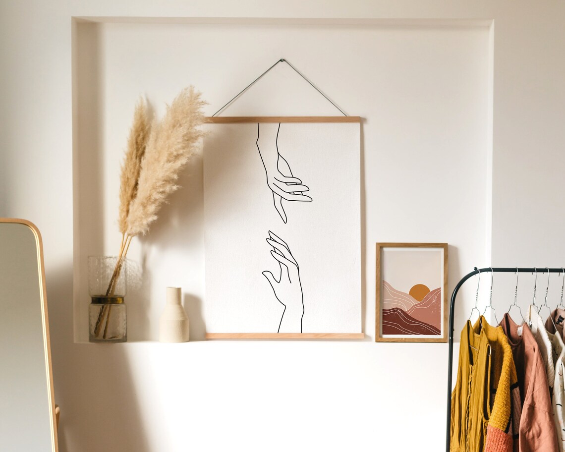 Black Line Hands Art Print Hands Line Art Feminine Hands | Etsy