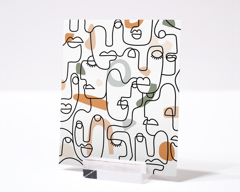 Faces Pattern Art Print Connected Portrait Wall Art Single - Etsy