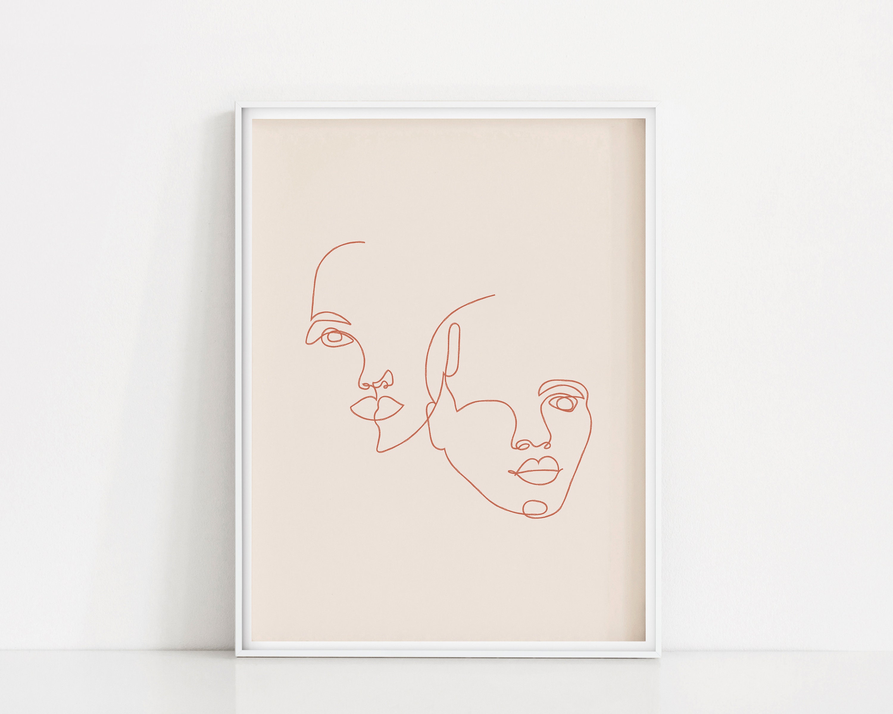 Connected Faces Art Print One Line Drawing Of Faces Single | Etsy