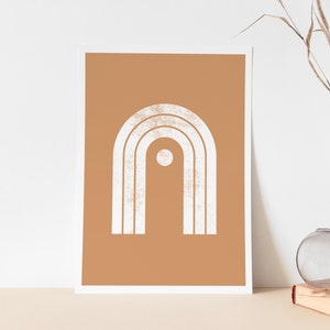 Retro Rainbow Art Print Minimal Abstract Poster Mid Century Modern ...