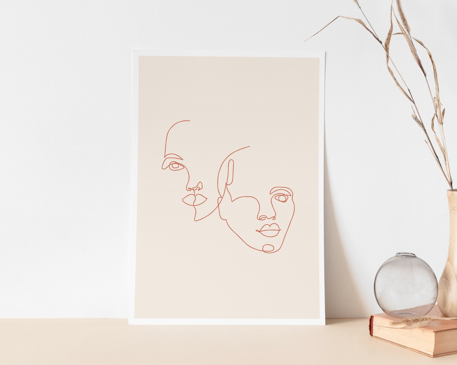 Connected Faces Art Print One Line Drawing Of Faces Single | Etsy