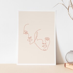 Connected Faces Art Print | One Line Drawing of Faces | Single Line Art ...