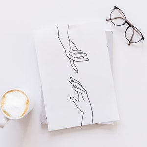 Black Line Hands Art Print Hands Line Art Feminine Hands Print Female ...