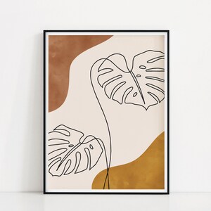 One Line Monstera Art Print | Plant Single Line Drawing | Monstera ...
