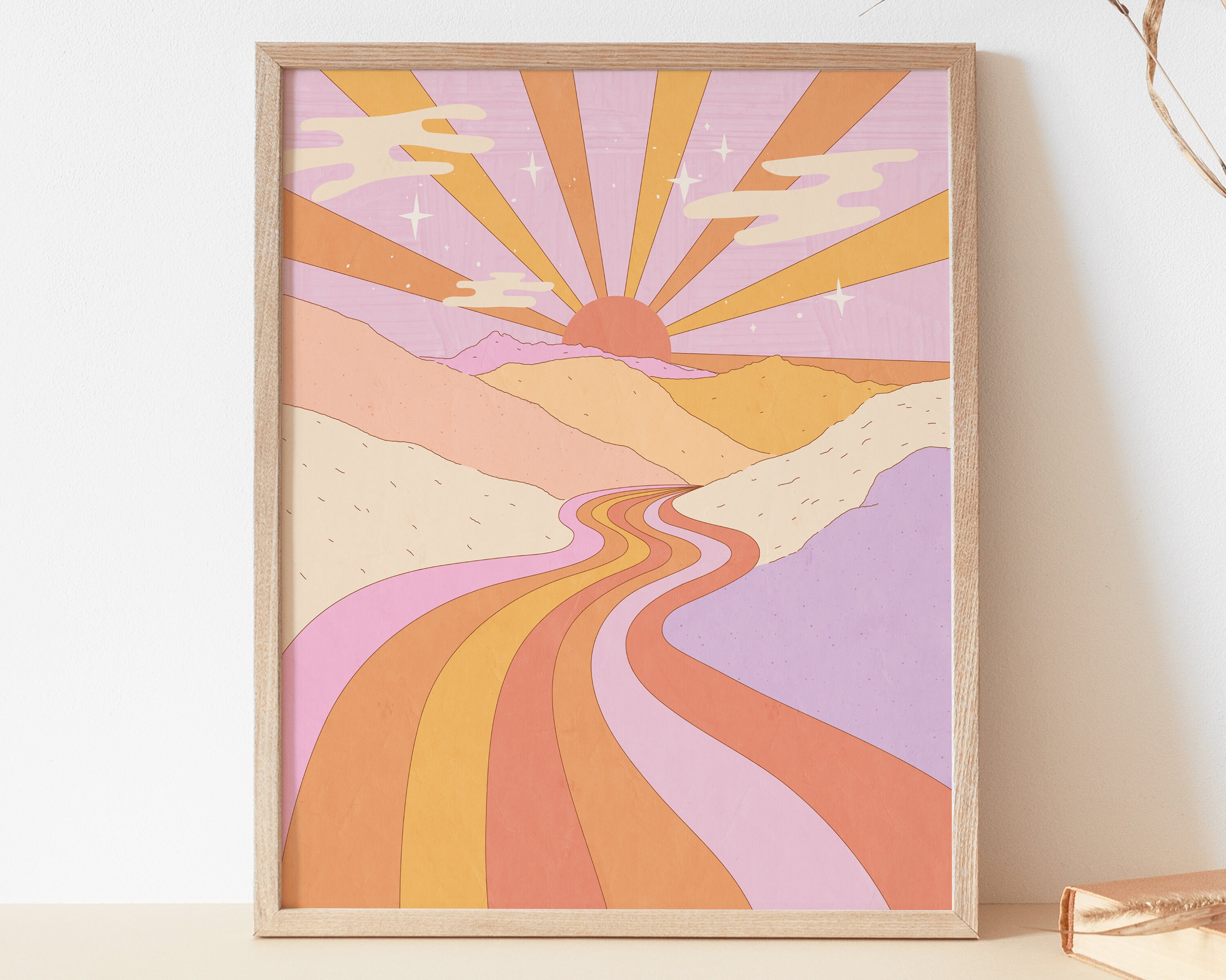 Retro Groovy Art Set of 5 Prints Pastel 70s Gallery Wall | Etsy